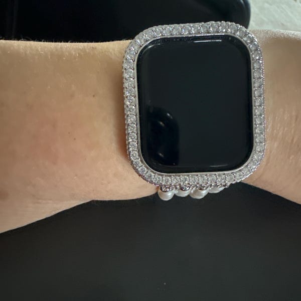 Custom Apple Watch Cover Silver Lab Diamond Bezel, Apple Watch Case ...