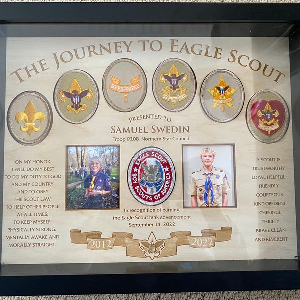 Journey to Eagle Plaque, 11x14 Wood Plaque, Eagle Scout Patches ...