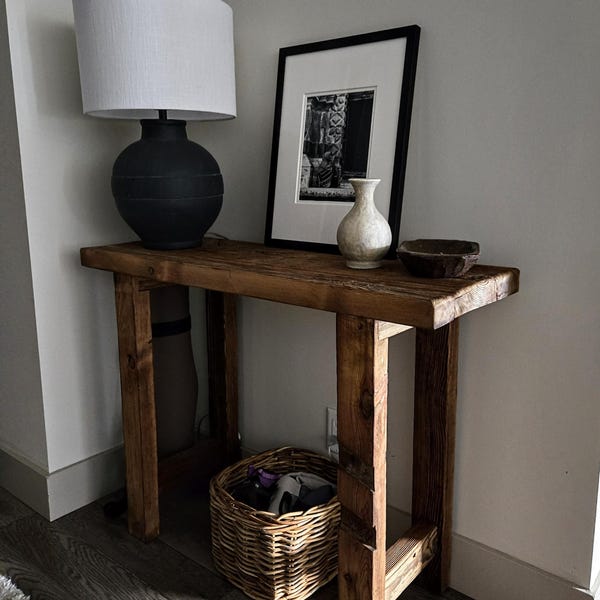 Rustic Reclaimed Wood End Table With Drawer, Rustic Side Table Living ...