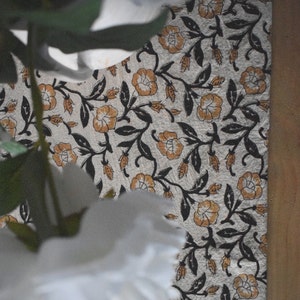 Small Flower Block Print Handloom Linen Fabric ,upholstery Fabric ...