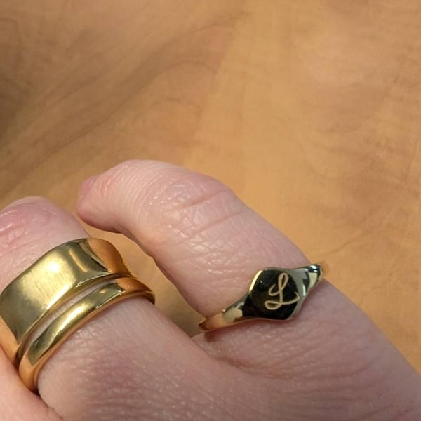 Monogram Signet Ring - Art Deco Signet Ring - Initial Signet Ring ...