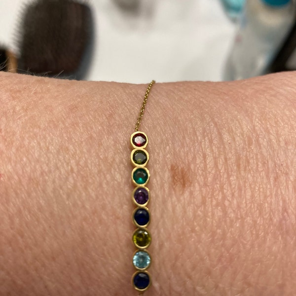 Sterling Silver Multi-birthstone Bracelet • Multi-stone Family ...