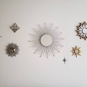 Small Sunburst Mirror set 3 Gold Sun Hand-carved | Etsy