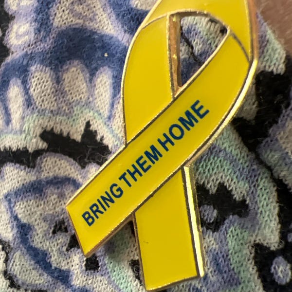 Bring Them Home Yellow Ribbon Israel Pin Bring Them Home Now Hostages Support Israel Yellow ...