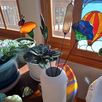 Stained Glass Long Stem Wildflowers-stained Glass Long Stem Birth ...