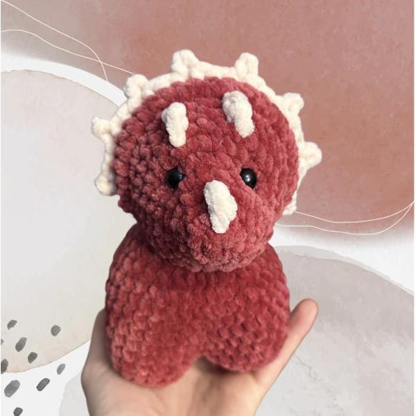 PATTERN/INSTRUCTIONS Triceratops, Amigurumi Dino Pattern, Low-sew Dino ...
