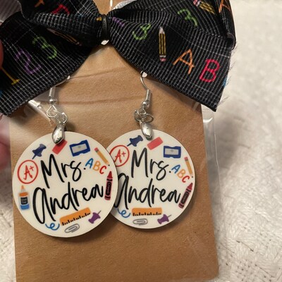 Personalized Custom Teacher Appreciation Dangle Earrings. Custom Made ...