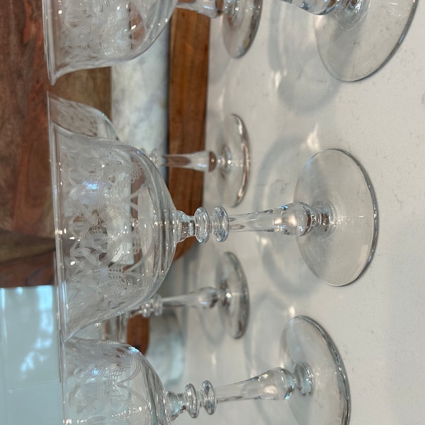 Mikasa Dune Grass Cut Pattern Crystal Wine Glasses Set of 10, 1980s ...