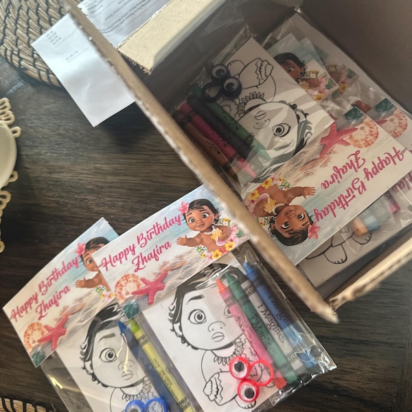 Baby Moana Coloring Party Favors With Crayons| Baby Moana Birthday ...