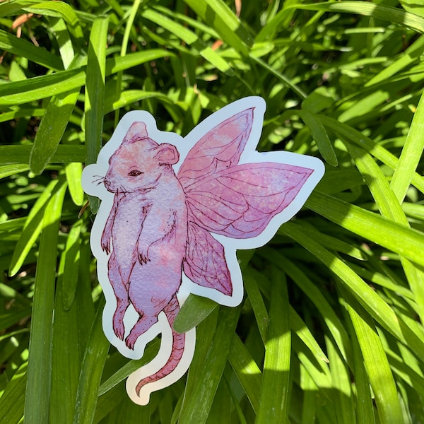 Fairy Field Mouse Vinyl Sticker, Cute Animal Laptop Decal, Fae Magic ...