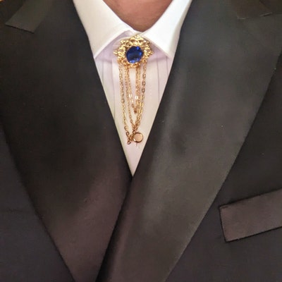 Handmade Gold/silver Shirt Button Cover Chain Brooch, Button Pin, Shirt ...