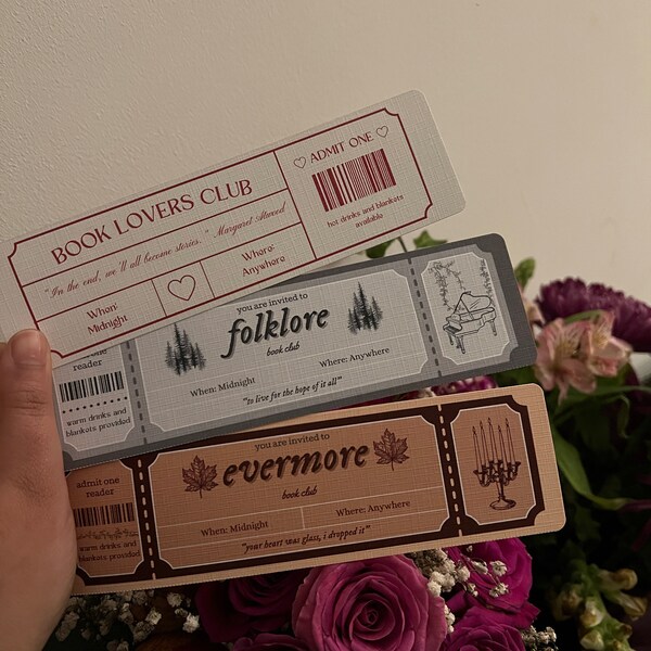 Book Lovers Club Ticket Bookmark Reader Bookish Gift Feminist Member ...