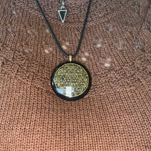 Orgone Pendant Necklace Silver Tree of Life Pentacle, Black Tourmaline ...