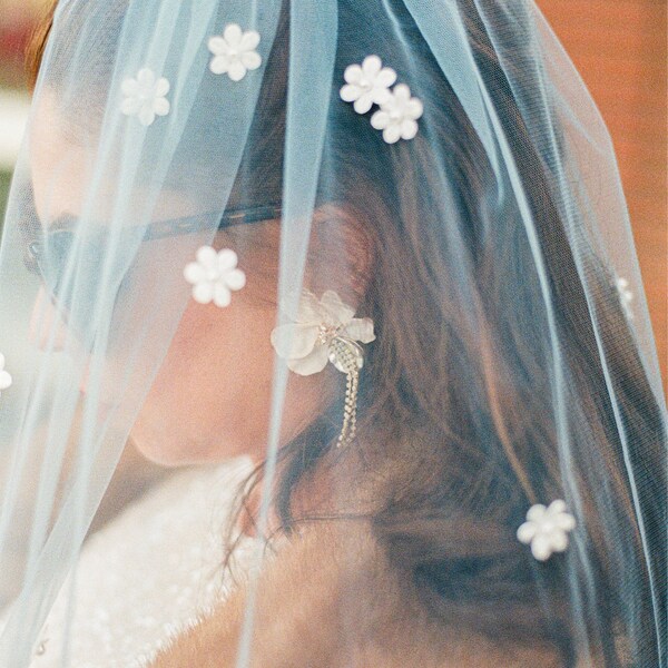 Pink Ombre Blusher Veil, Two Tier Veil, White Ivory Tulle Dip Dyed in ...