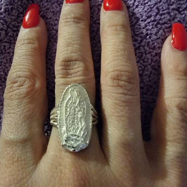 Our Lady Guadalupe Sterling Silver Large Woman Ring, Sterling Silver ...