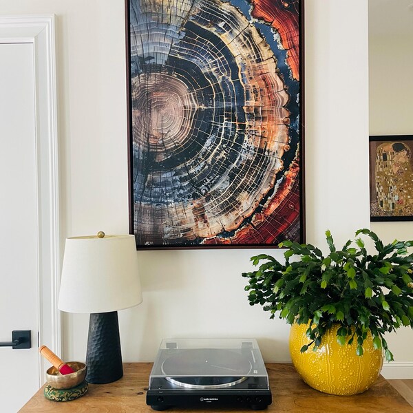 Tree Ring Framed Wall Art, Abstract Colorful Tree Ring Wall Decor ...