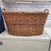 Shallow Laundry Basket, Handwoven Storage Basket, Oval Laundry Basket ...