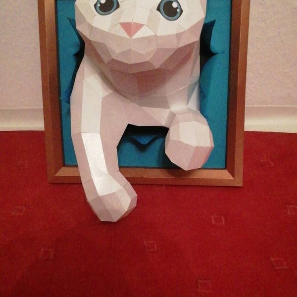 Cat 3d Paper Craft SVG and PDF, DIY Papercraft Cat Model Template ...