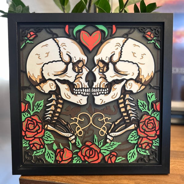 Skull Love Multilayer SVG. Laser Cuting File. 3D Layer. Plywood Cut ...