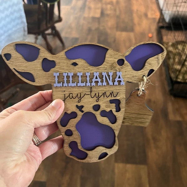 Baby Boy Cow Birth Stats Sign / Nursery Announcement / Cattle Tag ...