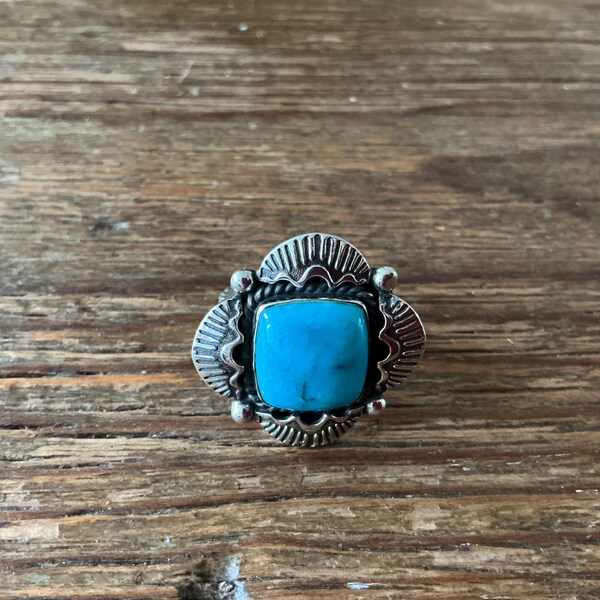 Turquoise Silver Ring - Handmade Gemstone Jewelry for Women - Unique ...
