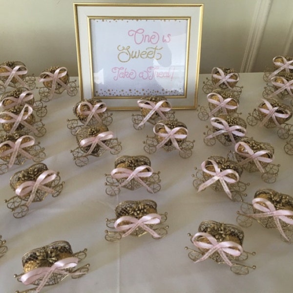 One is Sweet Take a Treat 1st Birthday Favors Sign8x10, Pink and Gold ...