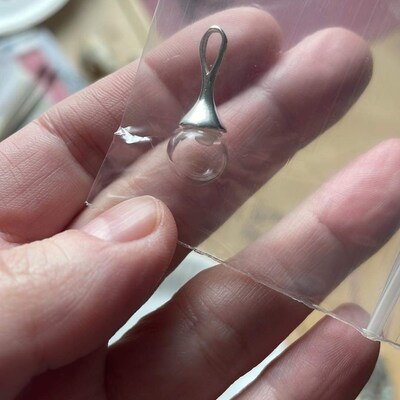 Sterling Silver Glass Ball Pendant With Loop Caps NEW CAP SIZE 10/12/14 ...