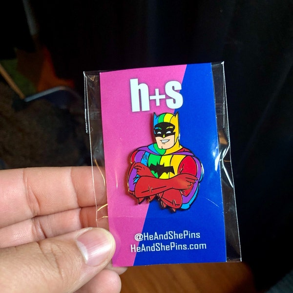 Rainbow Batman Pin | LGBTQ Pride Hard Enamel Pin Gay Rights Comic Book ...