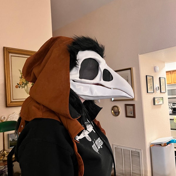 Raven Bird Skull Corvus Bone Skull Mask - Movable Moving Hinge Jaw- 3D ...