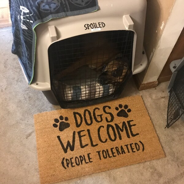 Dogs Welcome People Tolerated Doormat – Funny Dog Lover Gift, Pet ...