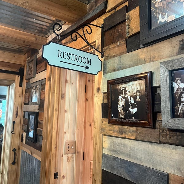 Bathroom Street Sign Double Sided Restroom Sign With Arrow Farmhouse ...