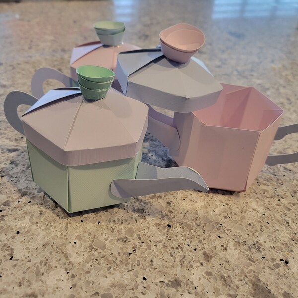 Teapot Favour Box SVG + PDF Templates. Tea Party Gift Box. English ...