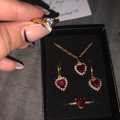 Lana Del Rey Different Color Necklace, Diamond Heart Set, Royal Heart ...