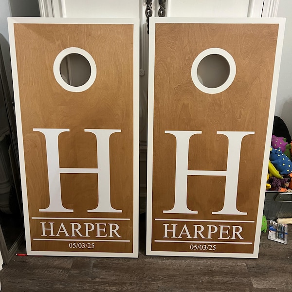 Cornhole Decals-monogram With Names- Wedding Cornhole- Anniversary ...