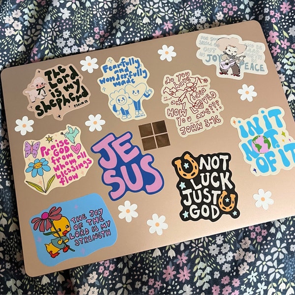 Surfing Jesus Waterproof Christian Sticker Faith Verse Bible Sticker ...