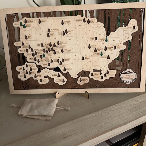 National Park Map, National Park Sign, Wooden, Gift, US National Parks ...