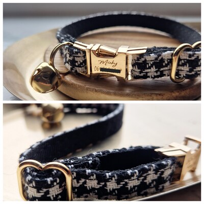 Dog ID Tag Collar Luxury Fabric Dog Collar Personalized - Etsy