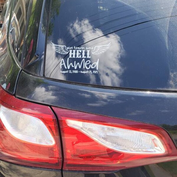 Give Heaven Some Hell Bereavement Car Decal, Angels Wings Memorial Car ...