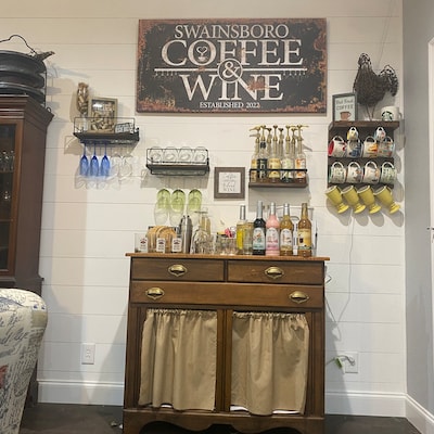 Wine and Coffee Sign Custom Coffee Bar Wall Art Personalized Coffee Bar ...