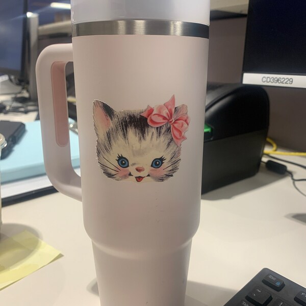 Vintage Pink Stickers Pack. Handmade Cute Kitsch Journal Stickers. Cat ...