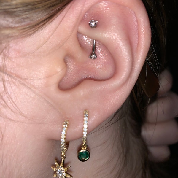 Titanium Implant Grade Daith Piercing Double Jeweled..internally ...