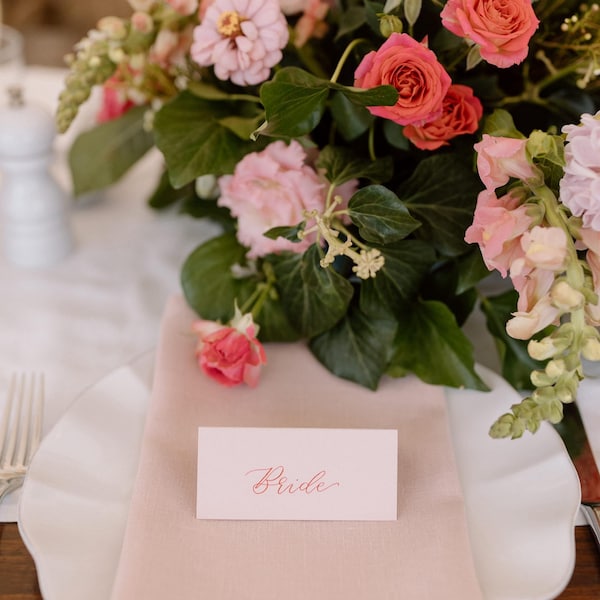 Wedding Place Card With Ribbon, Handwritten Place Name, Bow Place ...