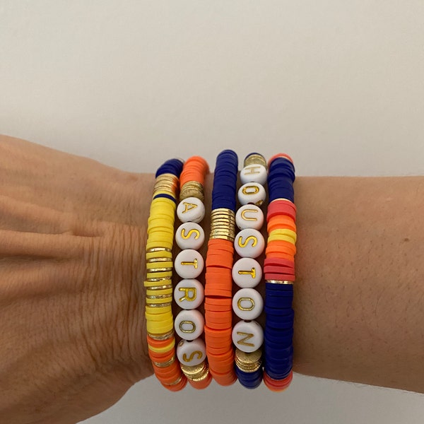 Astros Heishi Clay Stack Bracelet With Gold/6mm Stack Soft African Astros Vinyl Bracelets/heishi ...