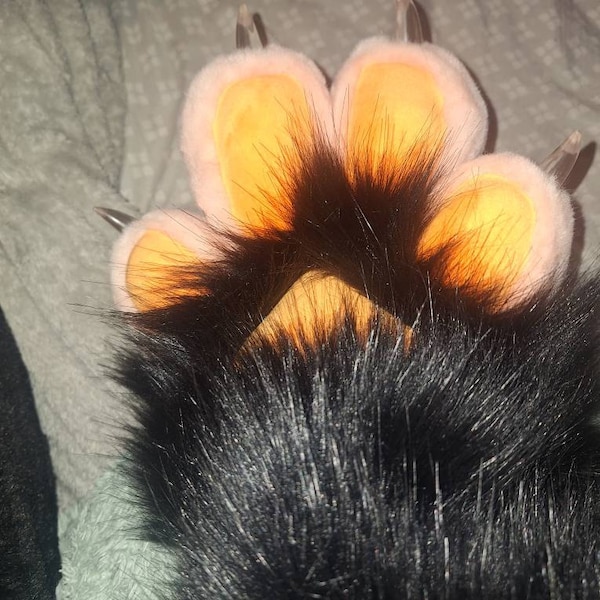 Furry Paws With Star Pattern and Colorful Style Fluffy Fursuit Partial ...