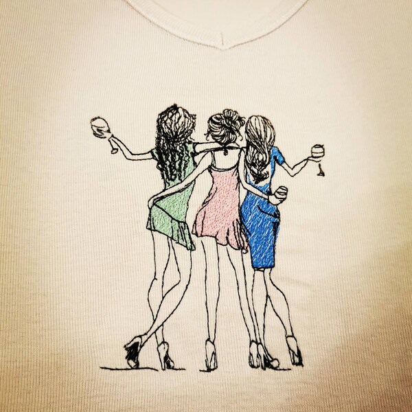 Girls Embroidery Design, Best Friends Girlfriends and Party Motif ...