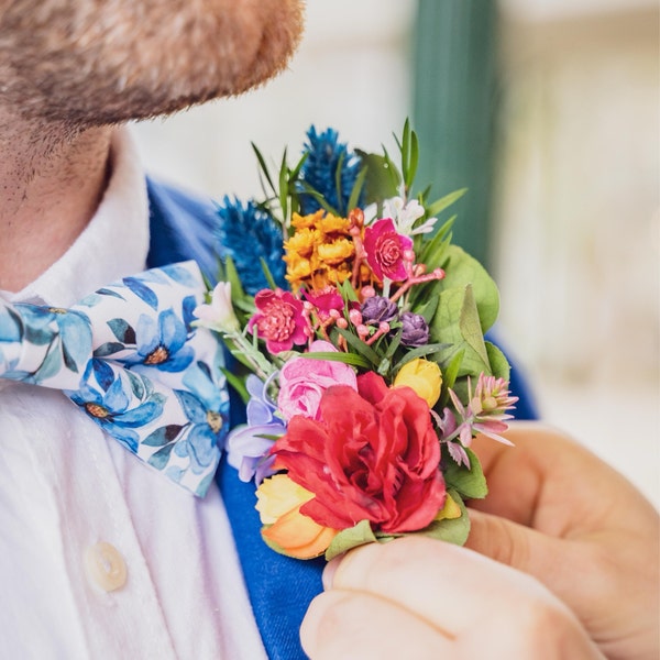 Colorful Groom's Boutonniere Colorful Corsage Boho Flower Buttonhole ...