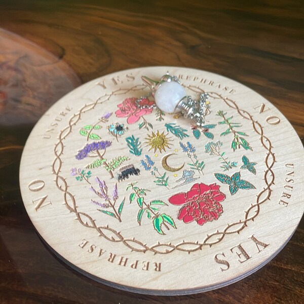 Pendulum Board Kit Herbal | Wooden Scrying Board Plants | Medicine ...