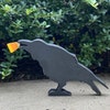 Chunky Wood Crow With Candy Corn Wood Halloween Decor Black Crow With ...