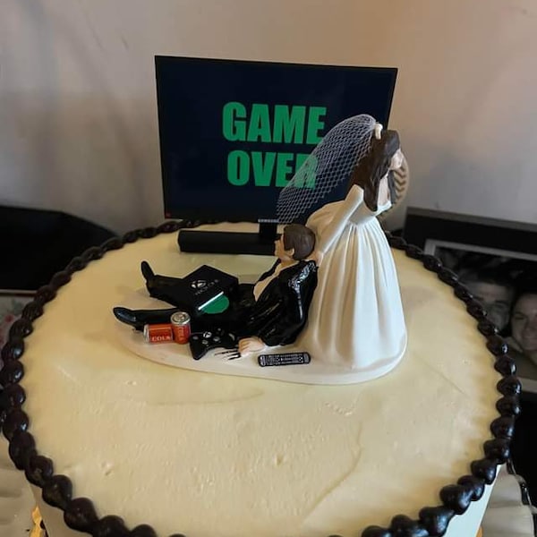 GAME OVER (or ANY Game/image) Funny Wedding Cake Topper Custom Video ...