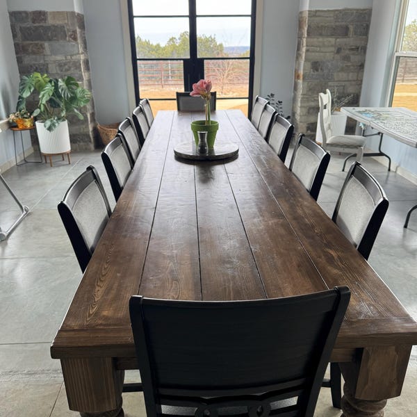 Large Farmhouse Table, Rustic Dine Table, Long Farmhouse Table, Big ...